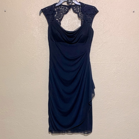 Xscape | Dresses | Xscape Dress 4 Navy Blue Sleeveless Lace Detail ...
